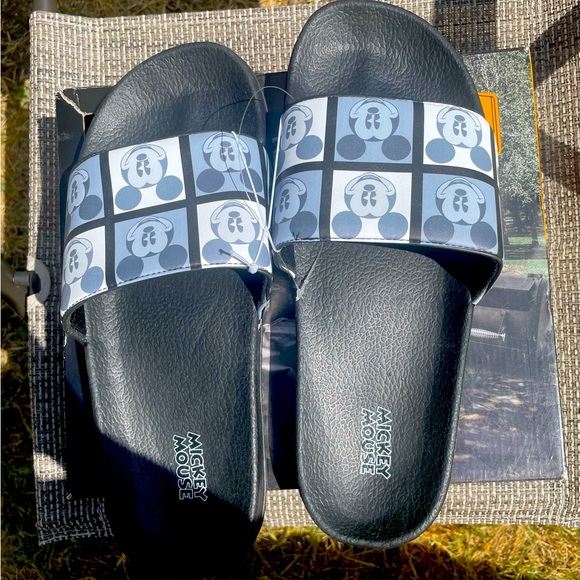 Disney | Shoes | New Disney Mickey Mouse Slides Sandals Blackgray ...